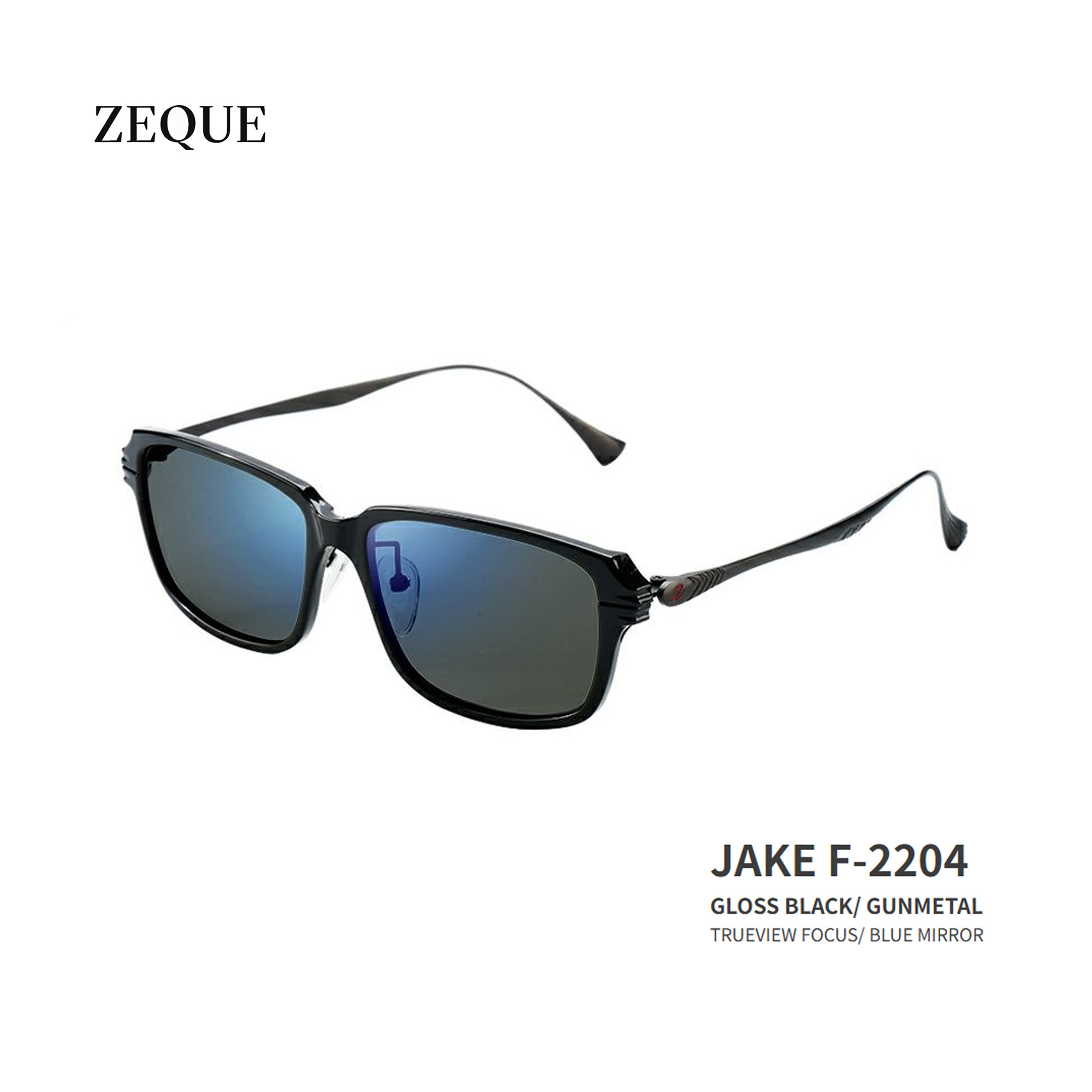 【楽天市場】 JAKE F-2204 ZEQUE / ゼクー 偏光サングラスグロスブラック/ガンメタル トゥルービュースポーツ 高品質 タレックス TALEX CR-39 マリン 釣り ...
