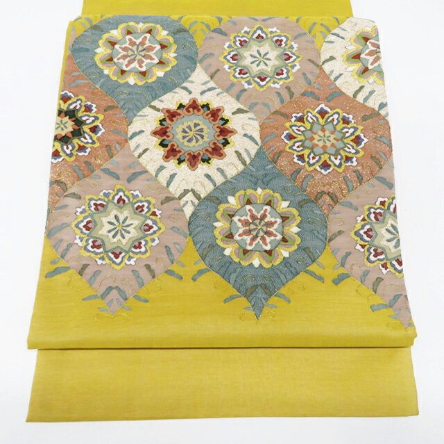 【楽天市場】【 中古 】 袋帯 リサイクル 明綴れ 花紋 華文 お太鼓柄 正絹 カジュアル 黄色系 T726-6 [観劇 コンサート お茶会 ...