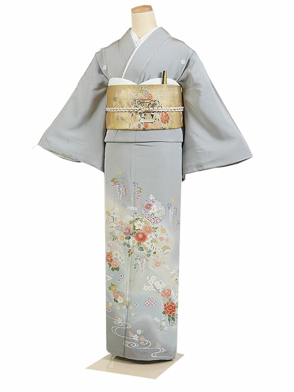 【楽天市場】【レンタル】【色留袖・グレー系 ・雪輪・四季花】五つ紋 色留袖レンタル 着物レンタル 結婚式 披露宴 食事会 表彰式 褒章 貸衣装 ...