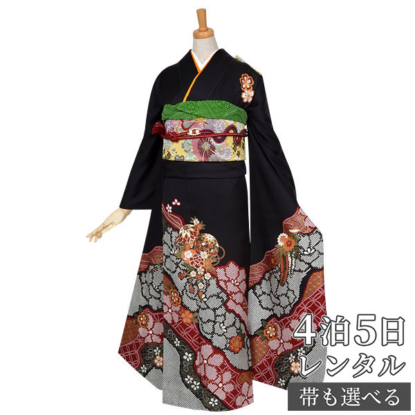 楽天市場】【成人式 振袖 レンタル】RS256黒 しだれ桜フルセット 楽天市場】【成人式 振袖 レンタル】RS256黒 しだれ桜フルセット