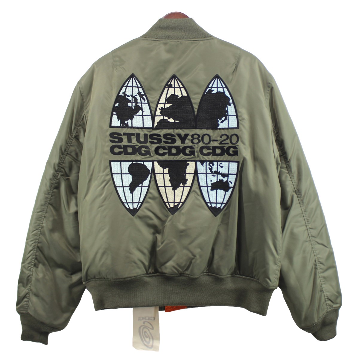 【楽天市場】【中古】STUSSY × Comme des Garcons 20AW 40th Anniversary CDG MA-1 Jacket ロゴ エムエーワン オリーブ サイズ：M ...