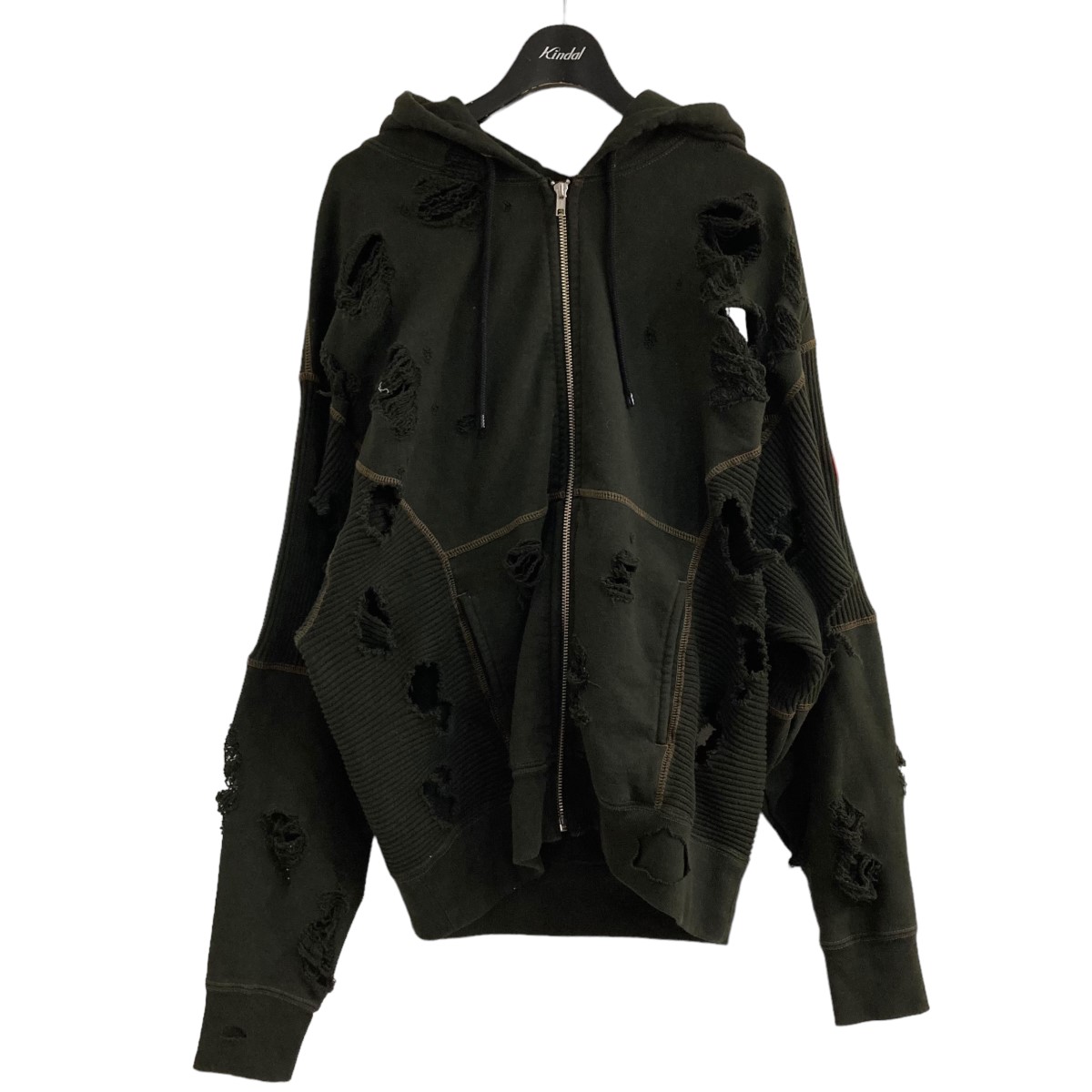 【楽天市場】【中古】C．E ｢PLAGUE WIDE RIB CUT ZIP HOODY｣ ダメージ加工ジップアップパーカー カーキ サイズ ...