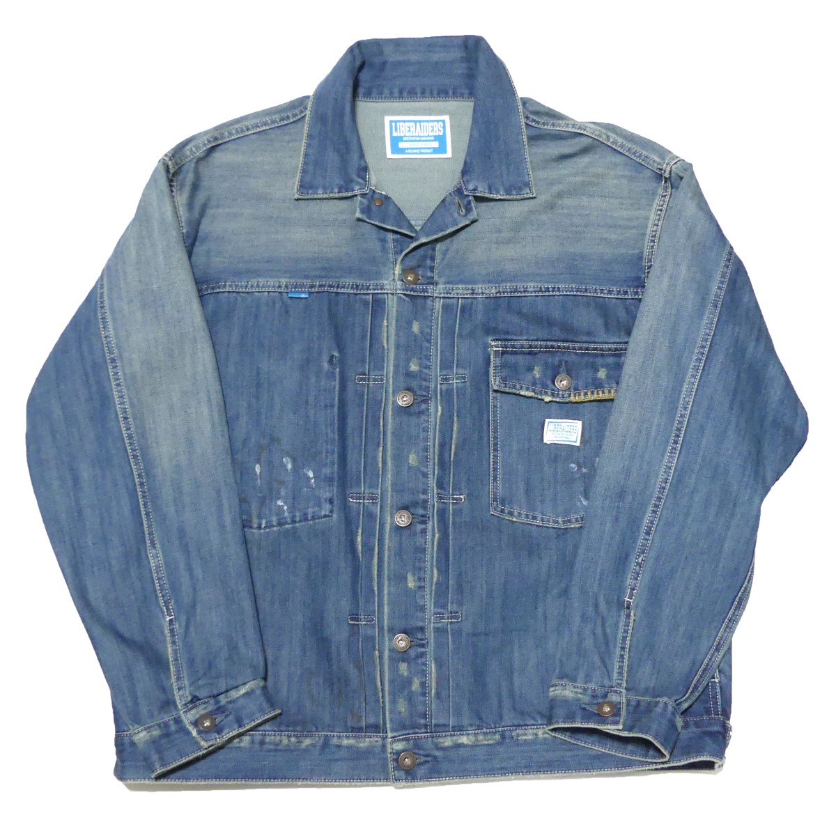 【楽天市場】【中古】Liberaiders LR DENIM JACKET ダメージ加工 ペイント 2ndタイプデニムジャケット ブルー ...