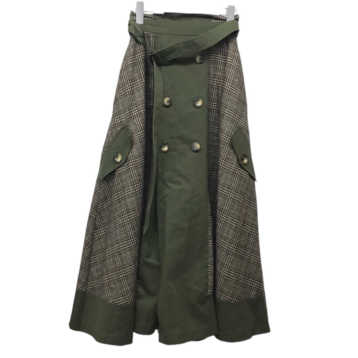 【楽天市場】【中古】Ameri VINTAGE「CHECK TRENCH SKIRT」チェックトレンチスカート オリーブ サイズ：F【価格見直し】：ブランド古着のカインドオル