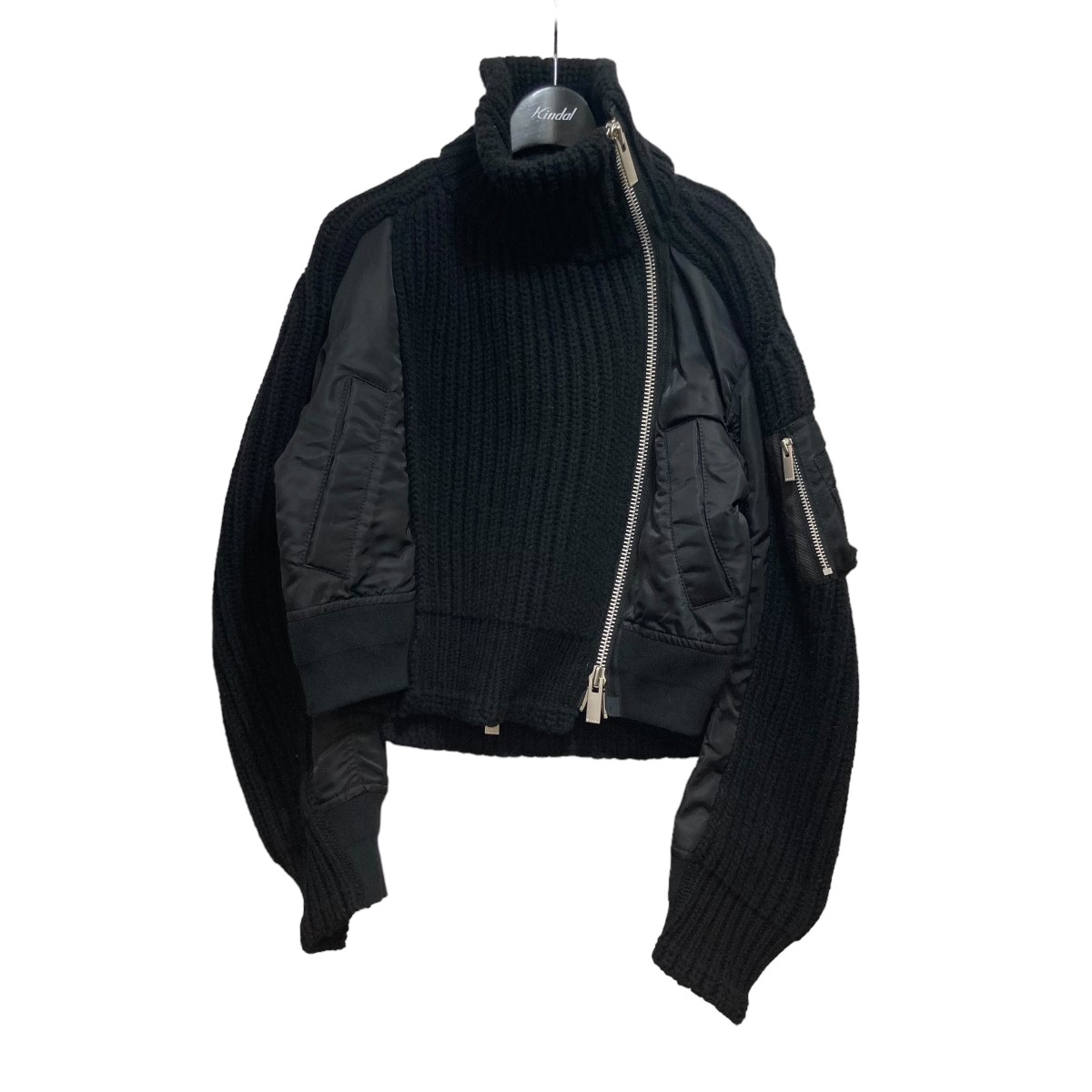 【楽天市場】【中古】sacai 22AW Nylon Twill Mix Wool Knit Blouson ニットドッキングMA1ボンバージャケットブルゾン 22-06192 ブラック ...