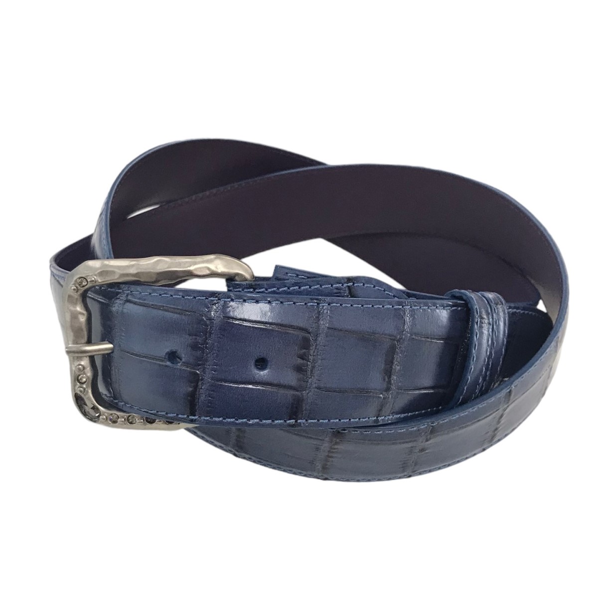 【楽天市場】【中古】ELLIOT RHODES LONDON バックルレザーベルト ネイビーブルー サイズ：記載無 【100824 ...