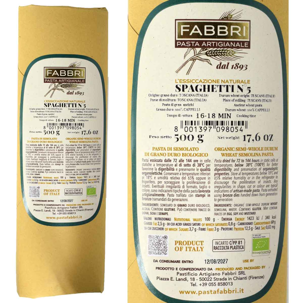 【楽天市場】[2.35mm][紙包装] ファブリ セモラート・スパゲッティ no.5・ビオロジック栽培 の古代小麦デナトーレ・カペッリ 100 ...