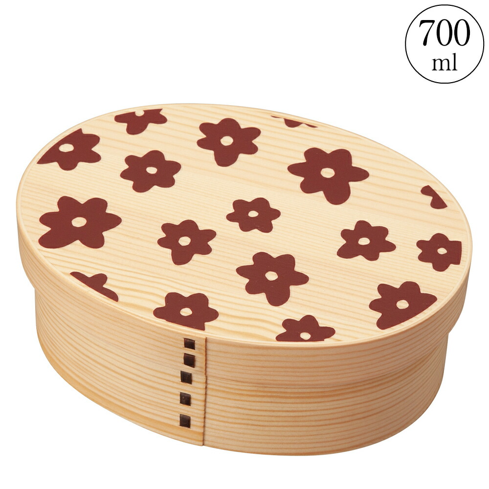 【楽天市場】【期間限定クーポン有り】曲げわっぱ 弁当箱 OHANA ボルドー 700ml 仕切り・ゴムバンド付き まげわっぱ わっぱ弁当箱 ...