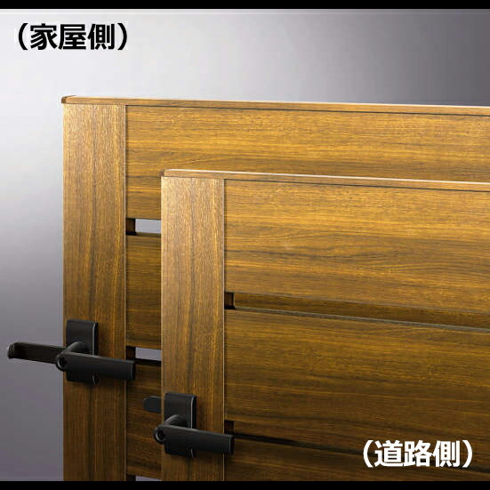 【楽天市場】YKKAP ルシアス門扉W03型 両開き 門柱仕様 07-12 内開き仕様 UME-W03 木調カラー(門柱:アルミカラー ...