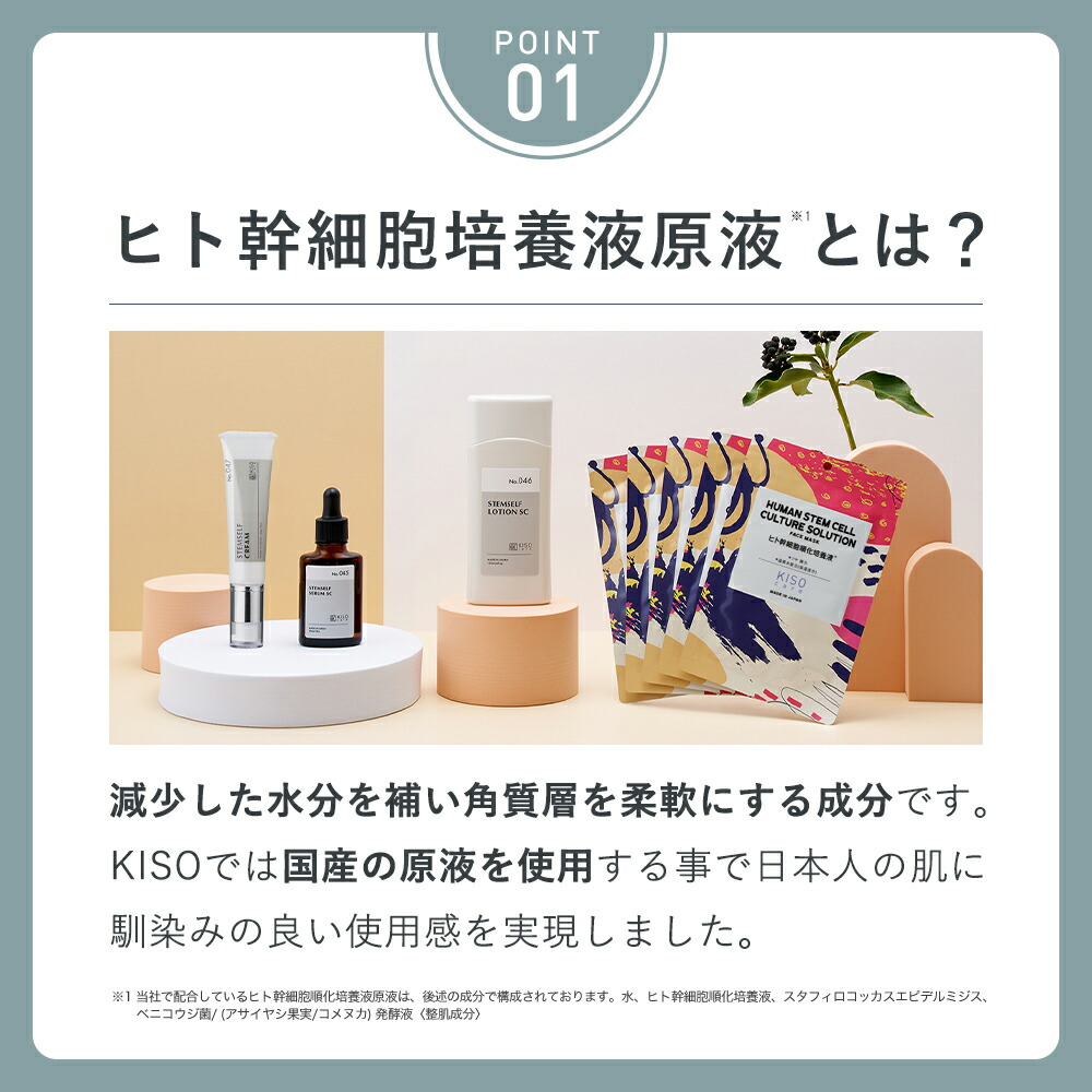 KISO CARE ヒト幹細胞 順化培養液 原液 配合スキンケア 4点セット ヒト幹細胞 化粧水 ヒト幹細胞 美容液 ヒト幹細胞クリーム パック マスク 母の日ギフト 父の日ギフト 日本製 送料無料