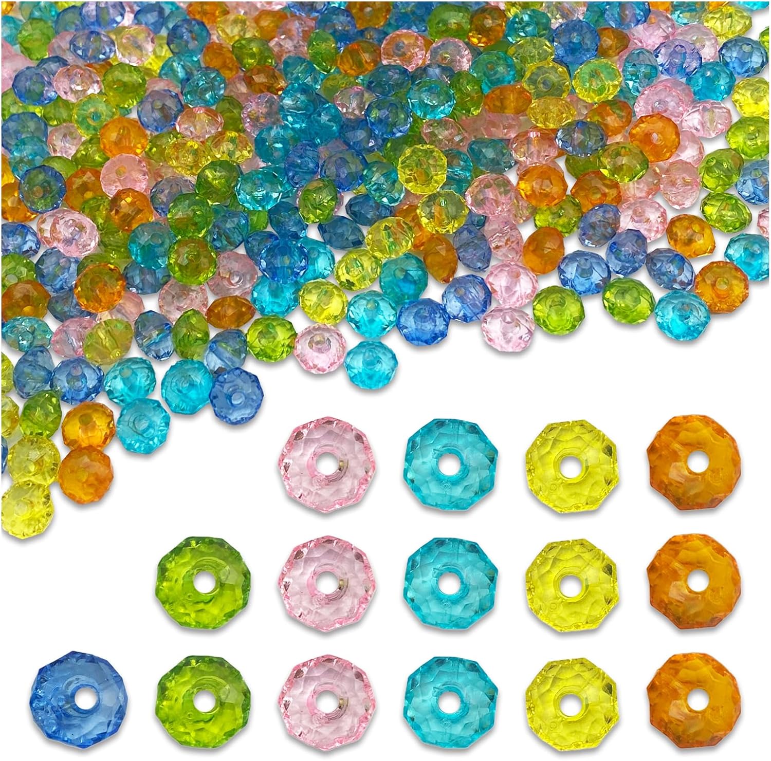 【楽天市場】\本日P最大10倍／【当店買い回りで】 ビーズ 8mm 楕円 MIX 400個 透明 丸 ファセットカット 多面的 アクセサリー ...