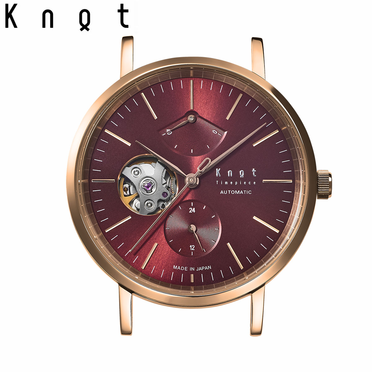 【楽天市場】Knot ノット 時計 CAP-38 メカニカルオープンハート ローズゴールド ＆ バーガンディ パワーリザーブ 時計本体のみベルト別売り 自動巻 機械式 【オンネームサービス不可 ...
