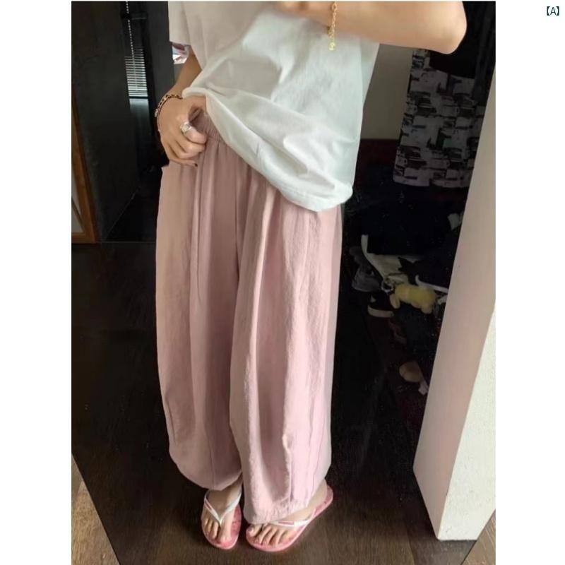 【楽天市場】レディース ファッション おしゃれ 海外風 レディース コットン 麻 パンツ ピンク 夏 薄手 カジュアル 九分丈 ワイド レッグ ...