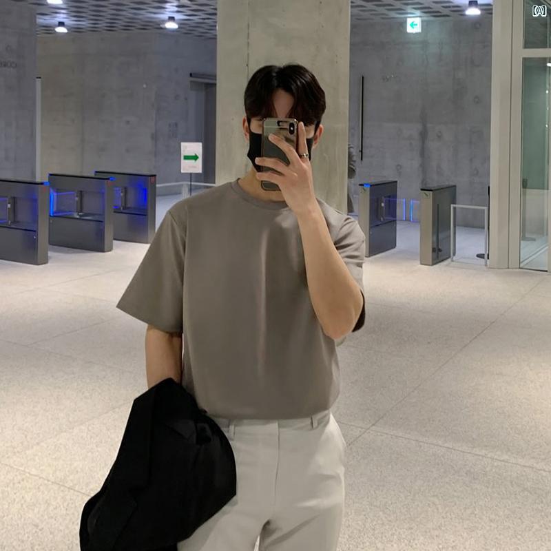 【楽天市場】メンズ メンズファッション ファッション 韓国 韓国ファッション 海外ファッション 無地 韓国 Tシャツ シンプル ラウンドネック ...