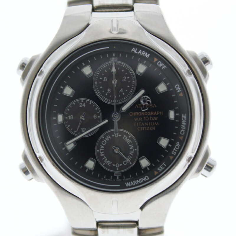 【楽天市場】【中古】CITIZEN シチズン アテッサ エコドライブ 電波時計 0855-H03540 ソーラー 黒文字盤 USED-B ...