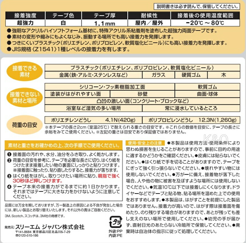 【楽天市場】3M スコッチ 超強力両面テープ プラスチック・塩ビ用 SPL-19R：小箱屋