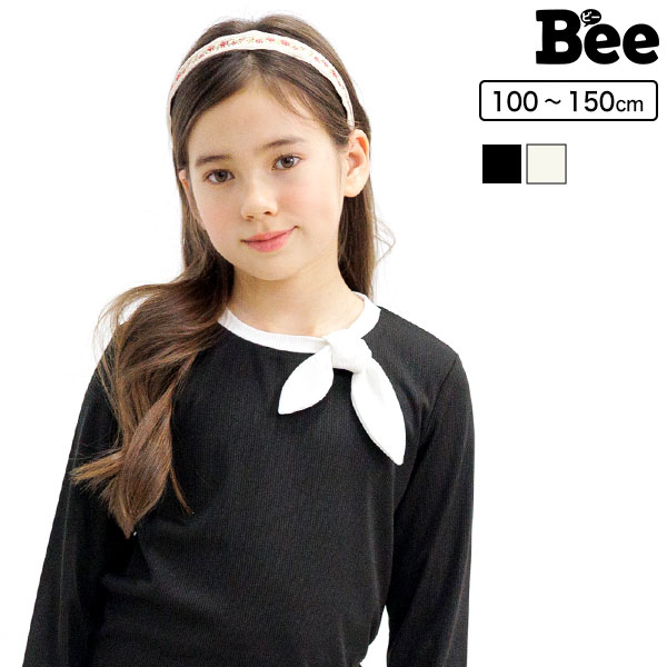 【楽天市場】リボントップス 長袖 子供服 キッズ ジュニア 女の子 リブ地 配色 無地 100cm 110cm 120cm 130cm 140cm 150cm：韓国 子供服のBee