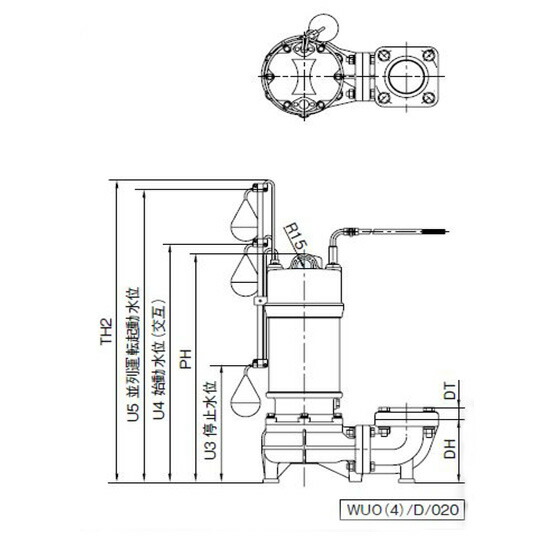 【楽天市場】☆川本ポンプ カワペット WUO4-505-0.75LN 三相200V 50Hz 自動交互型強化樹脂製雑排水用水中ポンプ【送料無料 但、北海道・東北・九州・沖縄 送料別途】【♭】： ...