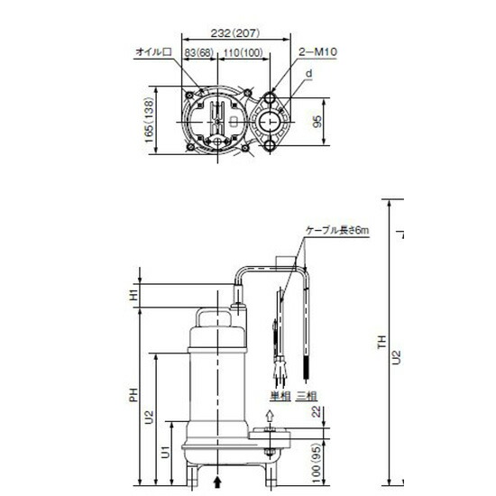 【楽天市場】川本ポンプ カワペット WUO4-505-0.75 三相200V 50Hz 非自動型強化樹脂製雑排水用水中ポンプ 送料無料 但、北海道・東北・九州・沖縄 送料別途：大谷錦鯉店