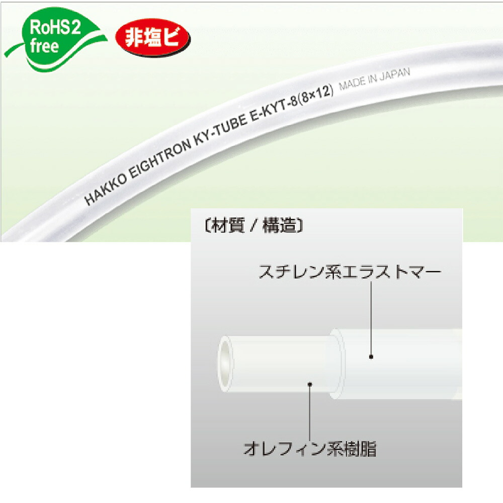 【楽天市場】【送料無料】KYチューブ E-KYT-8×10 100m巻 8×10：eネットプラス 楽天市場店