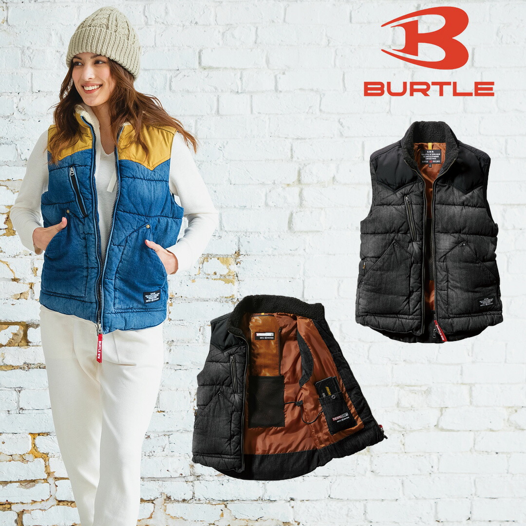 【楽天市場】送料無料 BURTLE 5004 防寒ベスト 綿 コットン 電熱パット対応 秋冬 男性 女性 アウトドア 作業服 作業着 サイズ ブラック インディゴ 撥水 保温 スポーティー ...