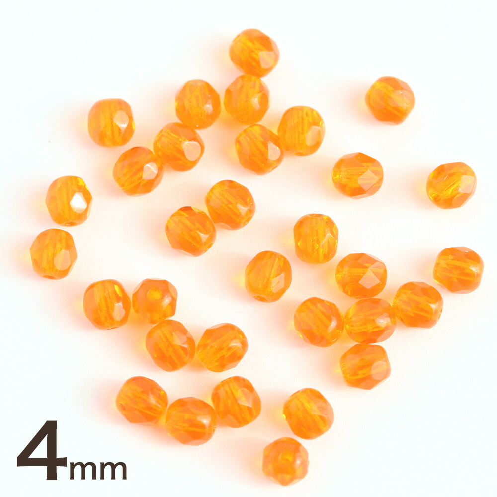 【楽天市場】チェコビーズ FP 4mm クリアオレンジ 30個 アクセサリーパーツ ファイヤーポリッシュ チェコガラス ビーズ パーツ ピアス ハンドメイド 橙：コモレビスタ