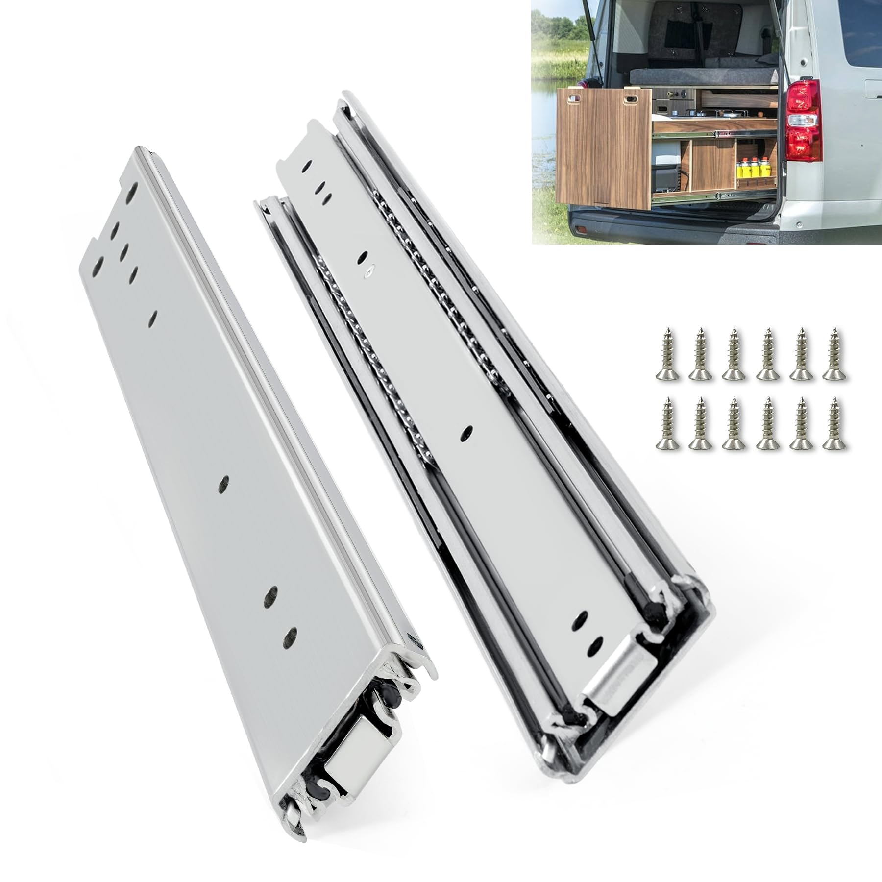 【楽天市場】VITERLYNX スライドレール 重量用 幅51mm 素材1.8mmの厚 耐荷重90 kg サイズ457.2mm 完全延長式 3 ...