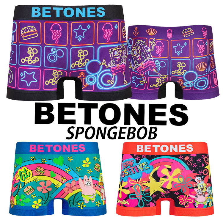 【楽天市場】ポイント10倍【BETONES/ビトーンズ 楽天最安値に挑戦】 シームレス ボクサーパンツ SpongeBob 立体裁断 ...