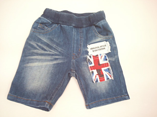 【楽天市場】ラッドカスタム RADCUSTOM ユニオンジャックのパッチ付きハーフデニムパンツ デニム ウエストゴム 90 100 110 120 130 140 150 160cm：こ ...