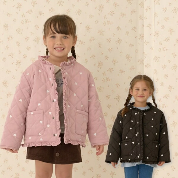 【楽天市場】Lycee mine リセマイン ノーカラーハート刺しゅうブルゾン アウター 100 110 120 130 140 150cm 女の子 秋冬 キッズ：こにゃんこBRAND KID’S