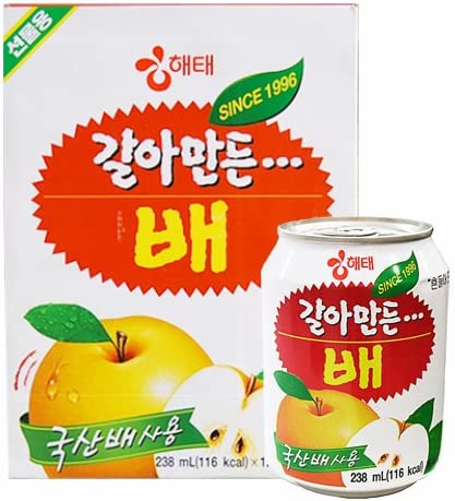 【楽天市場】【全部で72本＝6BOX】「ヘテ」すりおろし梨ジュース「缶」238ml×12本×6ケース 業務用：韓日mart