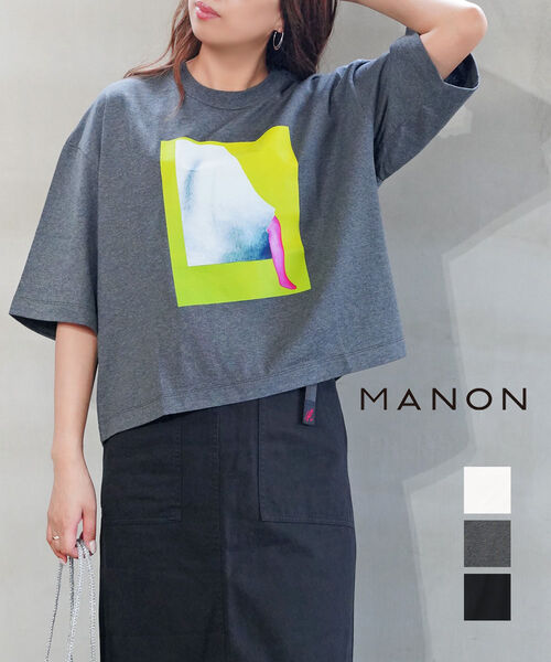 【楽天市場】【20%OFF】【2025年春夏新作】マノン MANON Tシャツ カットソー 半袖 プリントTシャツ 五分袖 六分袖 コットン ...