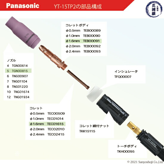 【楽天市場】パナソニック （ Panasonic ） 純正 ペンシルタイプTIG溶接用トーチ RED TIG TORCH2 YT-15TP2 150A 4m：工具の三河屋