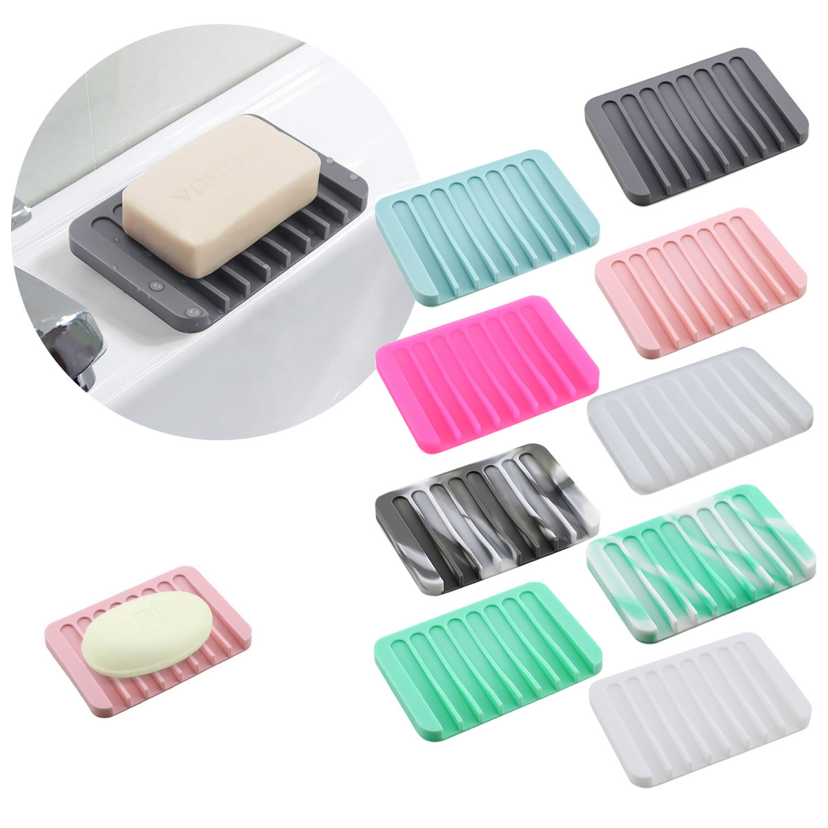 【楽天市場】シリコン ソープディッシュ シリコン素材 石鹸置き 石鹸 トレイ スポンジ置き バス キッチン 洗面所 割れない：KOYOKOMA