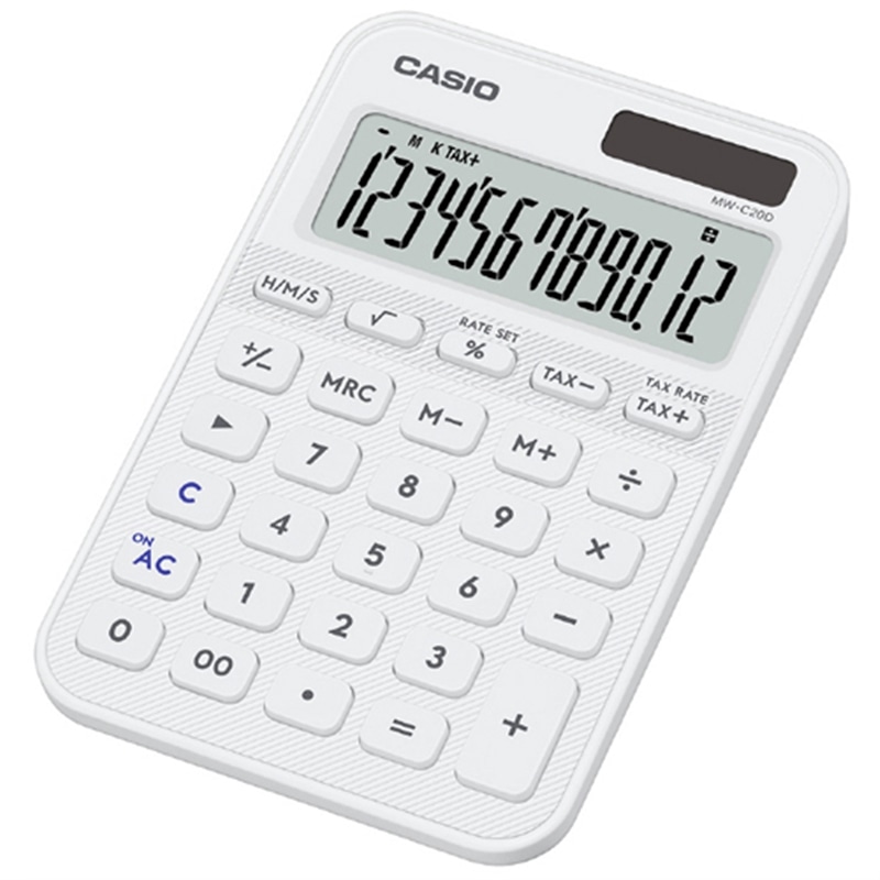 【楽天市場】カシオ計算機 カラフル電卓 ミニジャストタイプ MW-C20D-WE-N ホワイト：ケーズデンキ 楽天市場店
