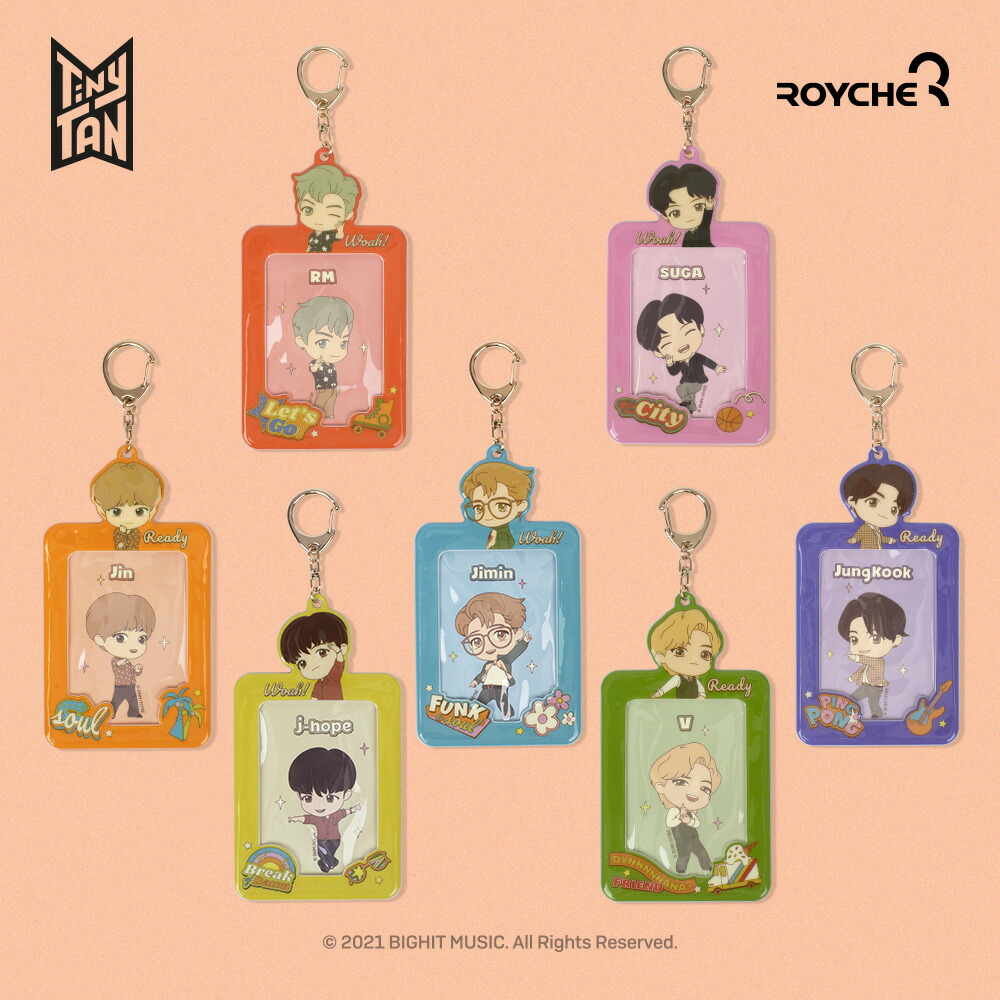 【楽天市場】TinyTAN Dynamite フォトカードキーホルダー (ステッカー付き) Photo card key holder RM Jin SUGA j-hope Jimin V ...