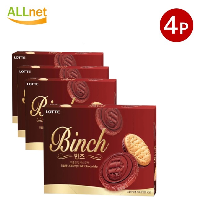 【楽天市場】【送料無料】ロッテ Binch Lotte Cookies ビッツ204g×4箱セット：オールネショップ