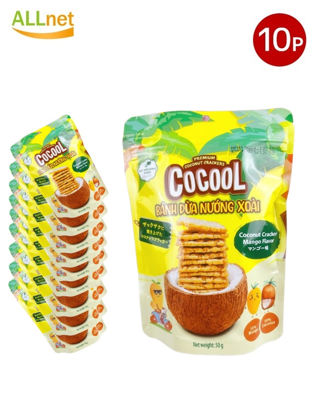 【楽天市場】送料無料 コクール COCOOL 焼き ココナッツクラッカー マンゴー味 50g×10袋セット ベトナム産 BANH DUA ...