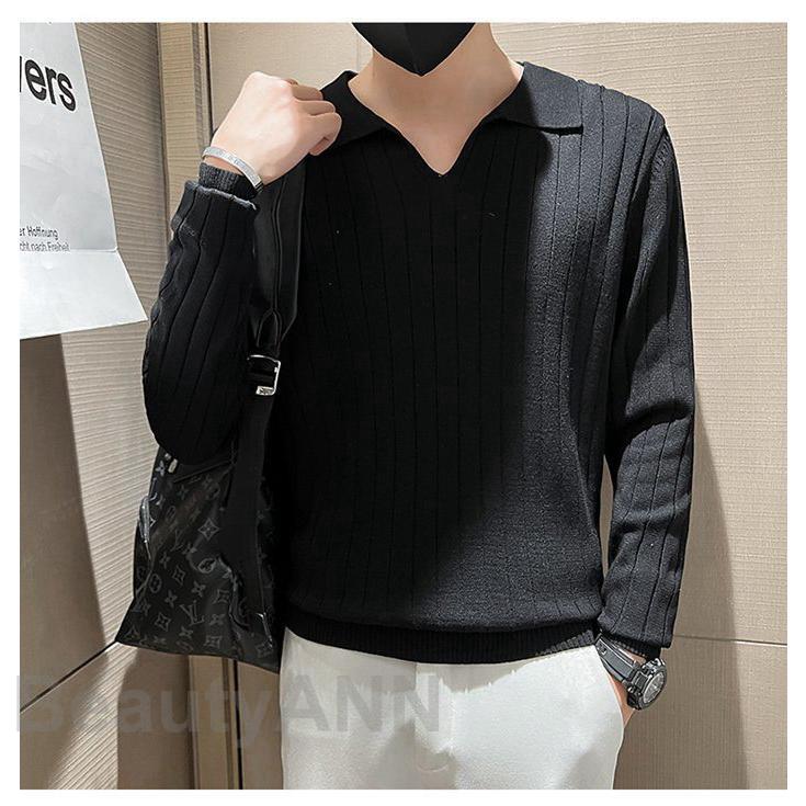 【楽天市場】ニットポロ 長袖 ポロシャツ メンズ 無地 ニットセーター 長袖 セーター トップス あったか 秋 秋冬 秋服 通学 通勤 ...