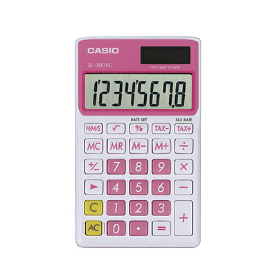 【楽天市場】CASIO SL-300VC 8桁 ポータブル電卓 ピンク 簡易ビニールケース付きカシオ 小さめ電卓【メール便のみ送料無料】SL ...