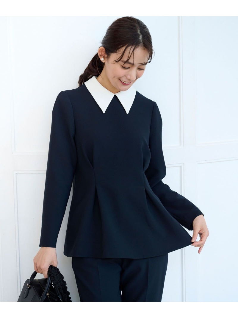 【楽天市場】【KUMIKYOKU NAVY】コンフォータブルドレープ 襟付きブラウス 組曲 S クミキョク トップス シャツ・ブラウス ネイビー【送料無料】[Rakuten Fashion ...