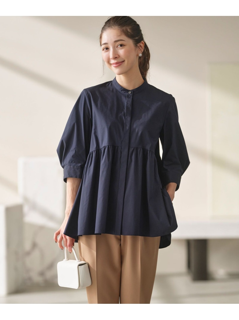 【楽天市場】【WEB限定】コンパクトシャーティング ペプラムブラウス 組曲 S クミキョク トップス シャツ・ブラウス ネイビー ホワイト ...