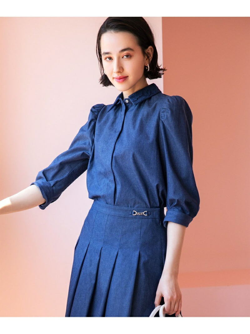 【楽天市場】【SALE／40%OFF】【洗える】ライトライクデニム ブラウス 組曲 L クミキョク トップス シャツ・ブラウス ブルー【RBA ...