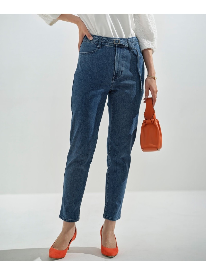 【楽天市場】【SALE／30%OFF】ライトデニム ベルト付きストレートパンツ 組曲 クミキョク パンツ ジーンズ・デニムパンツ ブルー ...