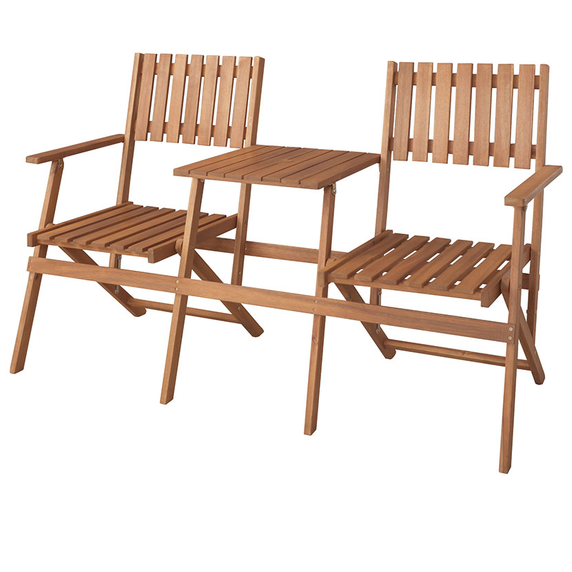 【楽天市場】幅143.5cm 2人掛け テーブル付き フォールディングベンチ 天然木 折りたたみ NX-931：暮らしのデザイン 楽天市場店