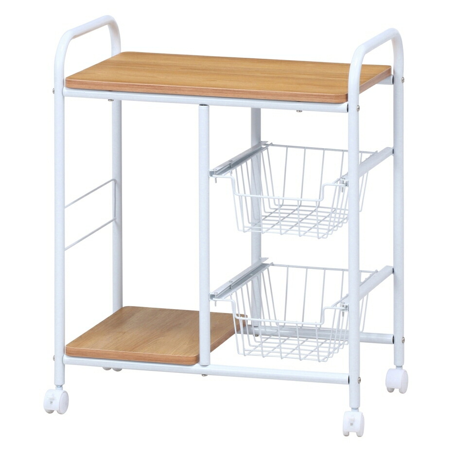 【楽天市場】不二貿易 キッチンワゴン FBC-02-1 WH NA ホワイトナチュラル：くらし弐番館