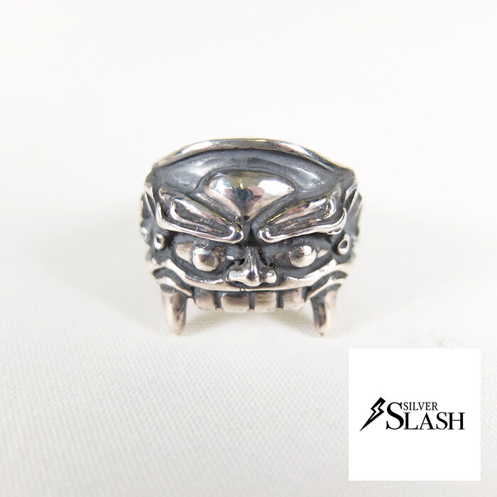 【楽天市場】【SLASH】アマノジャクリング/リング/天邪鬼/ユニーク/妖怪/大きめ/インパクト/SV950/シルバー：黒革 楽天市場店