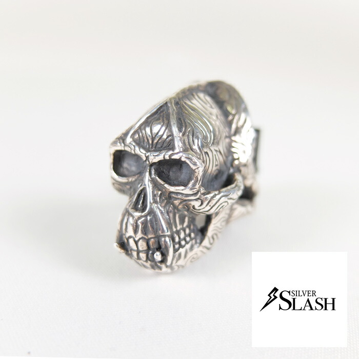 【楽天市場】【SLASH】オランウータンスカルリング/リング/ゴツめ/サル/猿/繊細/威厳/大きめ/SV950/シルバー：黒革 楽天市場店
