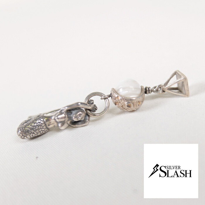 【楽天市場】SILVER SLASH マーメイド＆シルバームーンペンダント ペンダントトップ 人魚 月 海 三日月 パール SV950 ...