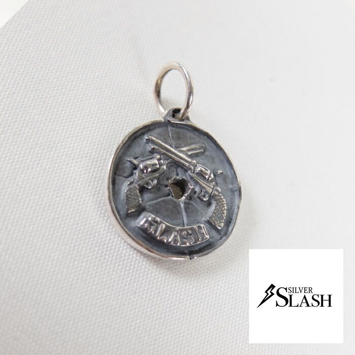 【楽天市場】SILVER SLASH ピストルコイン ペンダントトップ コインモチーフ 硬貨 拳銃 武器 SV950 シルバー：黒革 楽天市場店